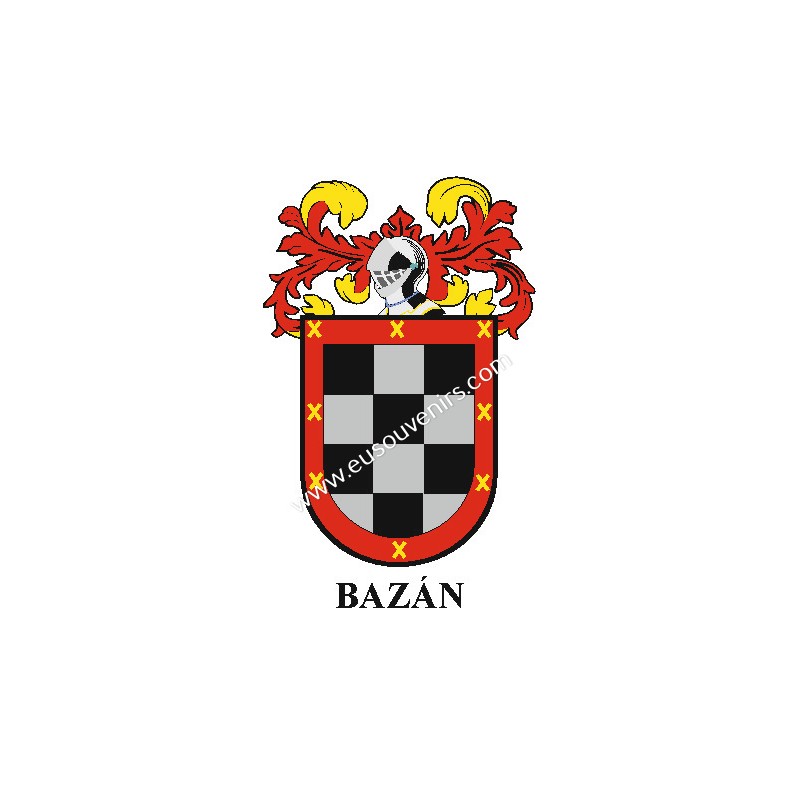 Heraldic keychain - BAZÁN - Personalized with surname, family crest...