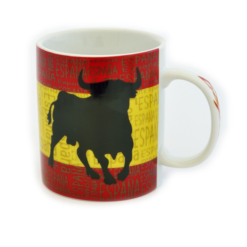 Mug Spain Toro Ruckus Colors of Spanish Flag Ceramic - EuSouvenirs.com