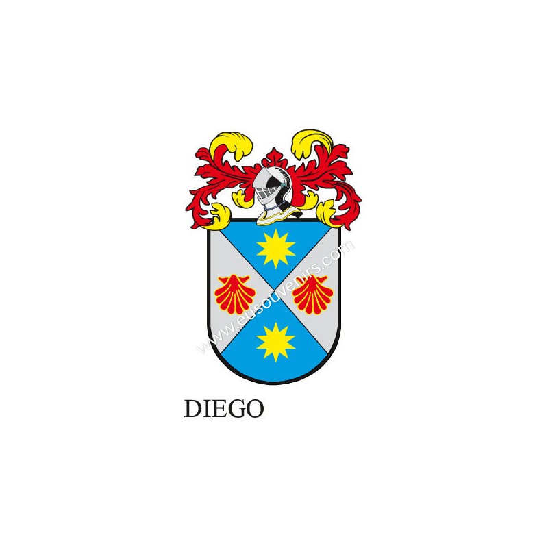 Heraldic keychain - DIEGO - Personalized with surname, family crest and ...