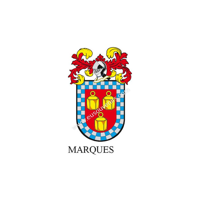 Heraldic keychain - MARQUES - Personalized with surname, family crest ...