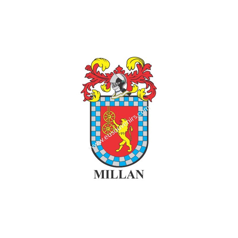 Llavero heráldico - MILLAN - Personalizado con apellido, escudo de la ...