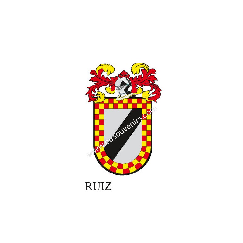 Heraldic keychain - RUIZ - Personalized with surname, family crest and ...