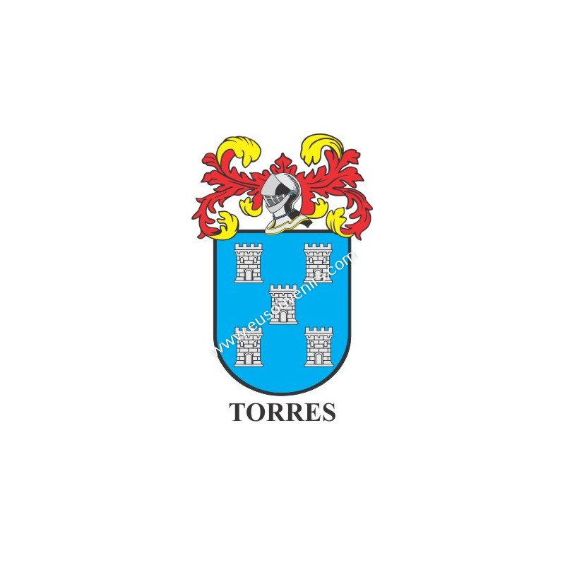 Heraldic keychain - TORRES - Personalized with surname, family crest ...